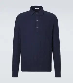 LARDINI Cotton Ribbed Polo Sweater