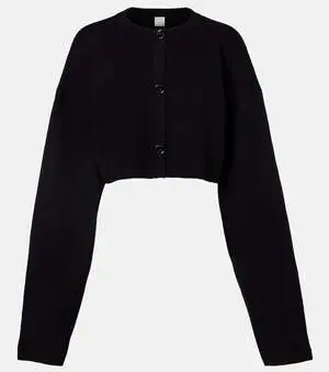 TOTEME Cropped Wool-blend Cardigan - Black