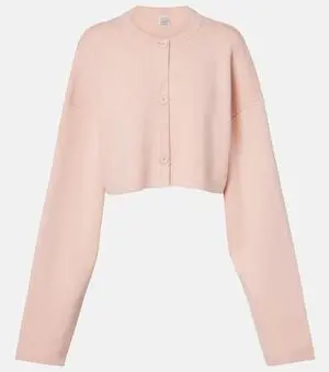 TOTEME Cropped Wool-blend Cardigan - Pink