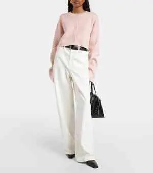 TOTEME Cropped Wool-blend Cardigan - Pink