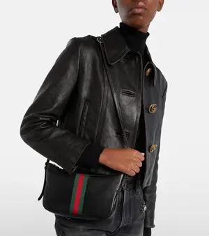 Gucci Lunetta Small Leather Crossbody Bag - Black