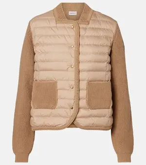 Moncler Down-paneled Cotton Cardigan - Brown
