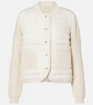 Moncler Down-paneled Cotton Cardigan - White