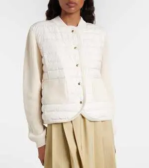 Moncler Down-paneled Cotton Cardigan - White
