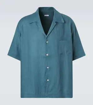Kiton Linen Bowling Shirt - Blue