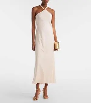 Max Mara Ghiotto Embellished Satin Slip Dress - Pink