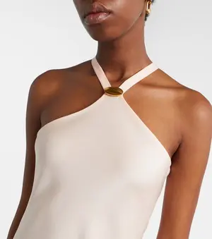 Max Mara Ghiotto Embellished Satin Slip Dress - Pink