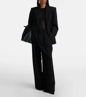 Wardrobe.NYC Open-knit Wool-blend Bodysuit - Black
