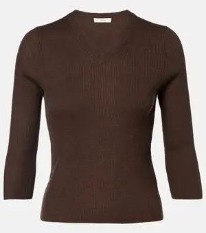 Vince Ribbed-knit Cashmere And Silk Sweater - Brown