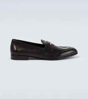 Brioni Appia Leather Penny Loafers - Black