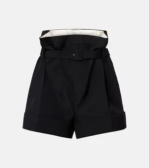 Saint Laurent Belted Mohair And Wool Shorts - Black