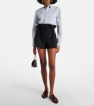 Saint Laurent Belted Mohair And Wool Shorts