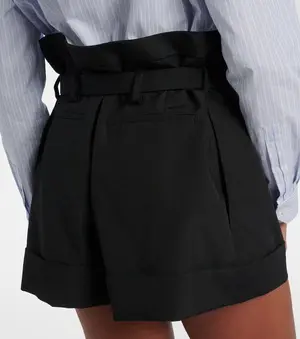 Saint Laurent Belted Mohair And Wool Shorts