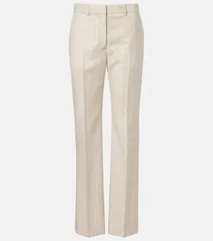 Acne Studios Pinstripe Wool Straight Pants - Beige