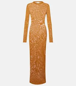 Saint Laurent Knitted Semi-sheer Maxi Dress - Orange