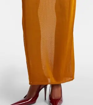 Saint Laurent Knitted Semi-sheer Maxi Dress - Orange