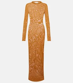 Saint Laurent Knitted Semi-sheer Maxi Dress - Yellow