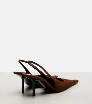 Saint Laurent Babylone Breteuil Suede Slingback Pumps - Brown