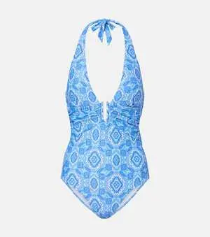Heidi Klein Mykonos Printed Swimsuit - Blue