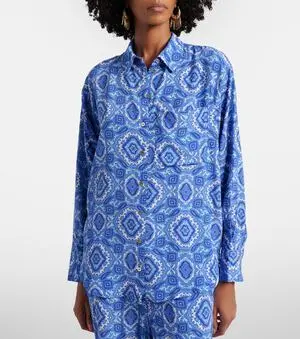 Heidi Klein Mykonos Printed Silk Shirt