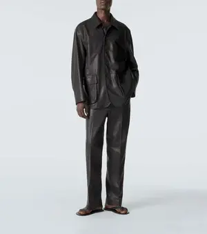 Auralee Leather Straight Pants