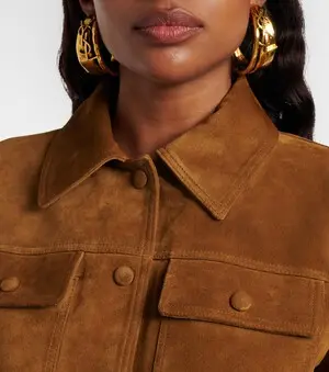 Saint Laurent Belted Cropped Suede Jacket