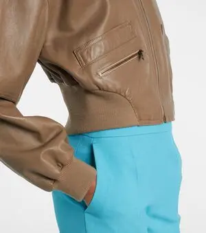 Chloé Cropped Leather Bomber Jacket