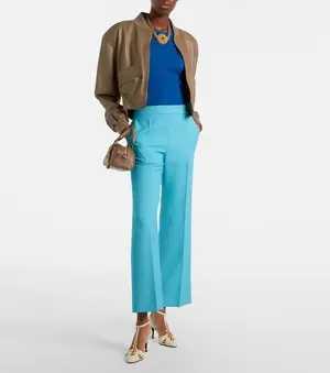 Chloé Cropped Leather Bomber Jacket