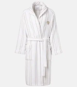 Brunello Cucinelli Striped Cotton Terry Bathrobe - White