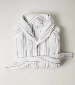Brunello Cucinelli Logo Striped Cotton Terry Bathrobe