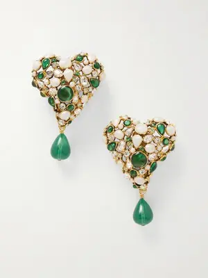 Saint Laurent Bo Coeur Fetiche -tone And Crystal Clip Earrings - Gold