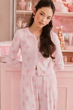 LoveShackFancy X Roller Rabbit Hearts Nessa Cardigan - Cupids Kiss/blush