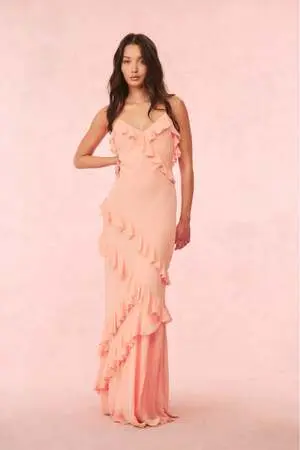 LoveShackFancy Rialto Pastel Maxi Dress - Peach Bliss