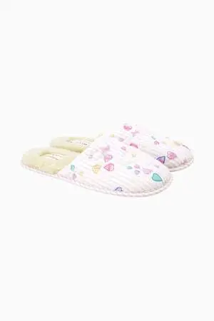 LoveShackFancy Roller Rabbit X Candy Hearts Stripe Quilted Slippers - Candy Heart Stripe/pink Sugar