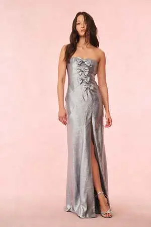 LoveShackFancy Elmina Strapless Metallic Gown
