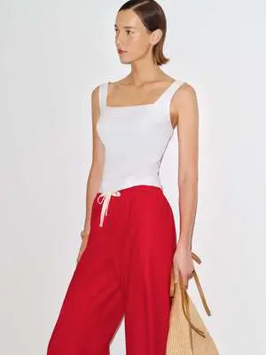 REFORMATION Clarence Linen Top - Ivory