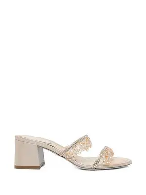 Rene Caovilla Embellished Block Heel Sandals - Neutrals