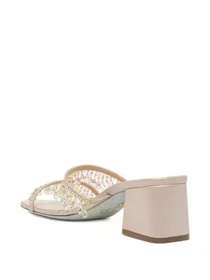 Rene Caovilla Embellished Block Heel Sandals - Neutrals