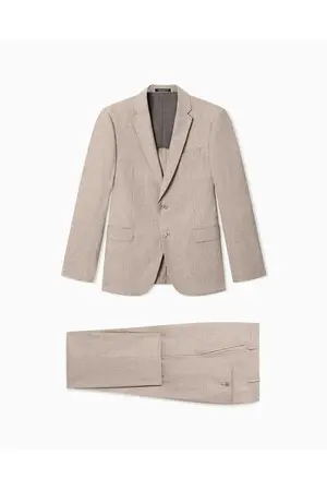 Emporio Armani Single-breasted Suit In Fresh Wool Canvas With Printed Yarn