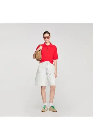 Sandro Fancy Button Polo Shirt - Red