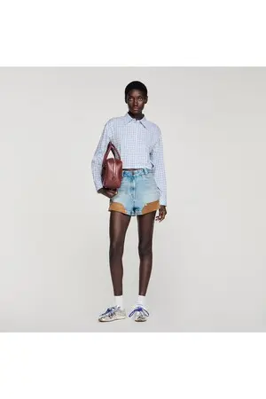 Sandro Faded Barrel Cotton Jeans Blue