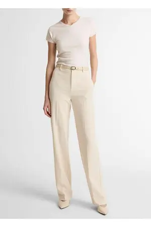 Vince Crepe High-rise Straight-leg Trouser - Neutral / White