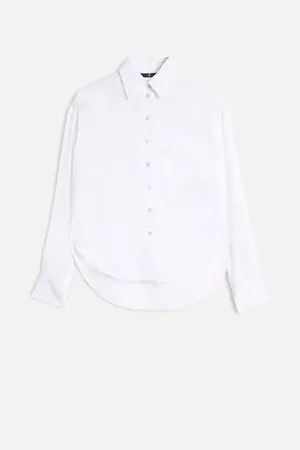 7 For All Mankind Oversize Button Down Shirt In Cotton Voile Optical - White