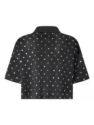 Pinko Sequin-embellished Cropped Polo Top