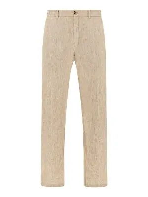 Paul & Shark Linen Chino Trousers With Drawstring - Beige