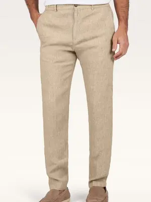 Paul & Shark Linen Chino Trousers With Drawstring - Beige