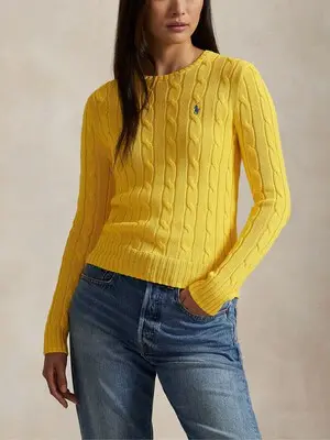 Polo Ralph Lauren Cable Knit Sweater With Logo - Yellow