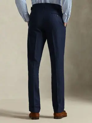 Polo Ralph Lauren Pleated Linen Trousers - Blue