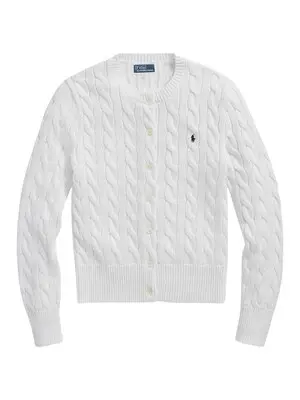 Polo Ralph Lauren Cable Knit Sweater With Logo - White