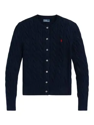 Polo Ralph Lauren Cable Knit Sweater With Logo - Blue